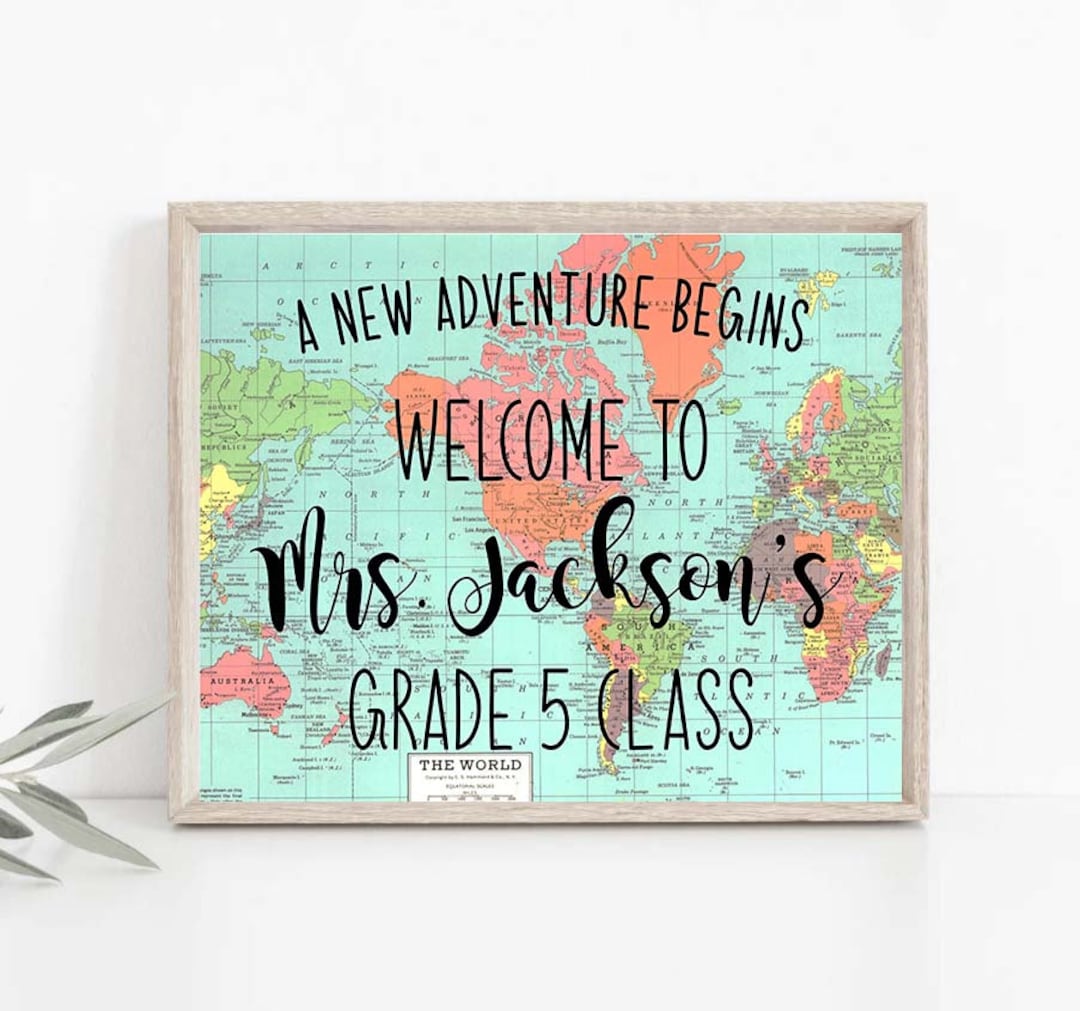 Teacher Classroom Door Sign, Adventure Classroom Decor Custom Teacher ...