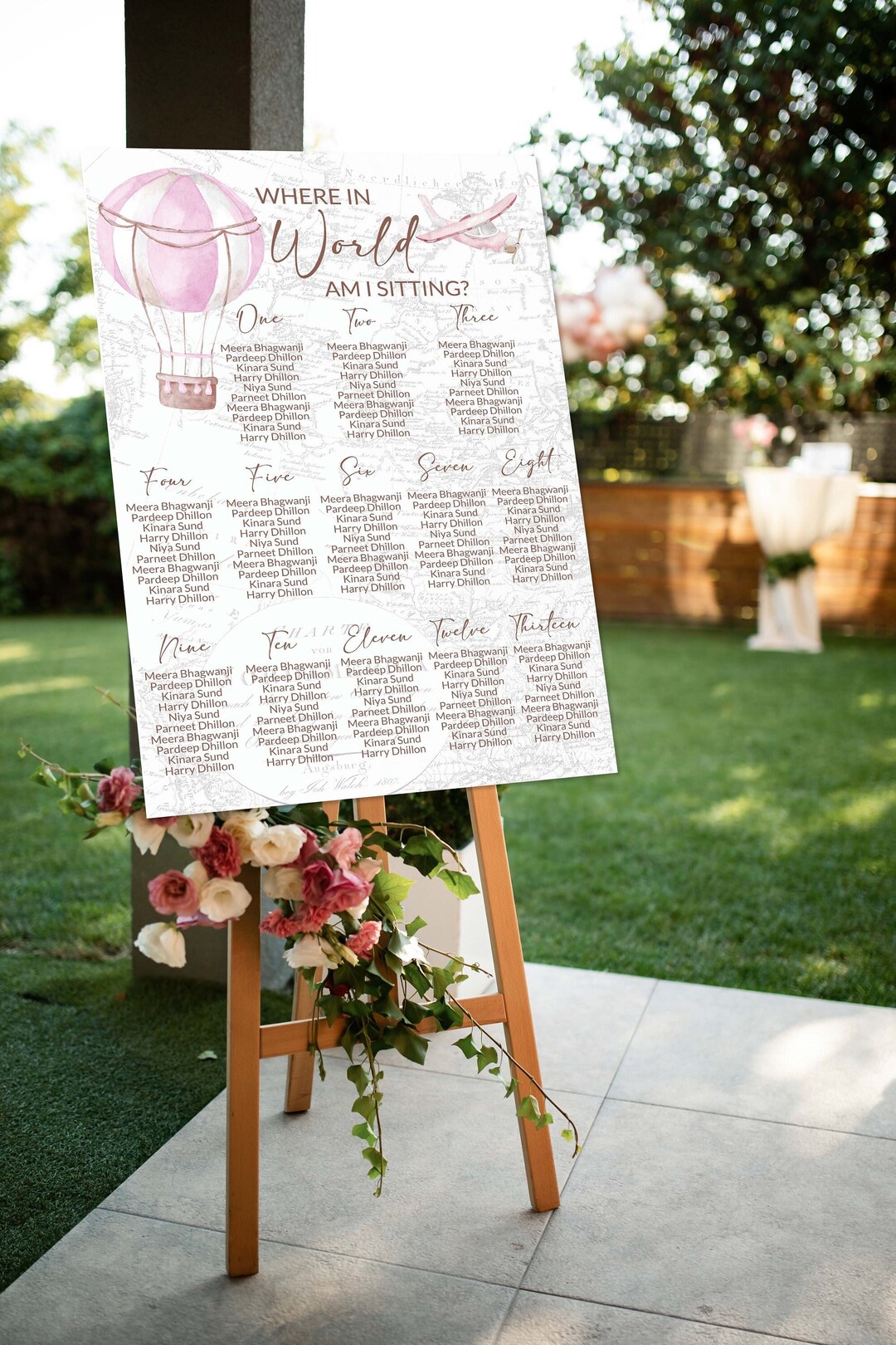 Seating Chart Hot Air Balloon Baby Shower Pink Adventure Awaits Girl ...