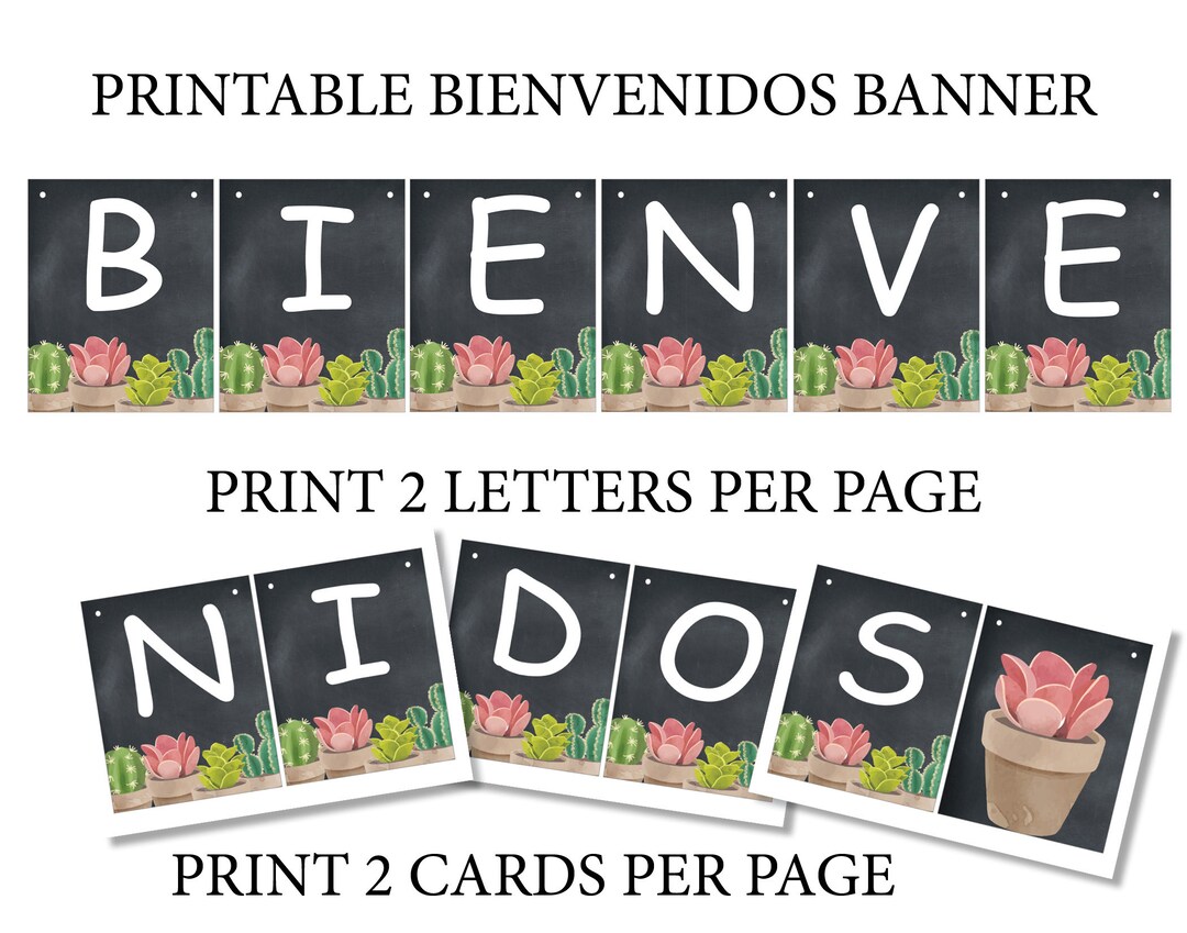 Cactus Classroom Spanish Banner, Cactus Bienvenidos Sign, Bilingual ...