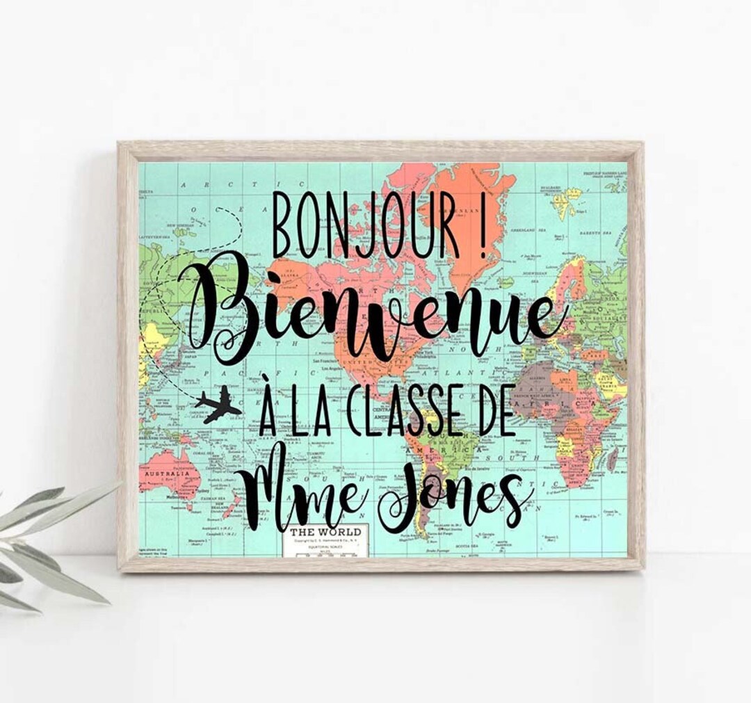 French Teacher Classroom Door Sign, Bienvenue Classroom Sign Custom ...