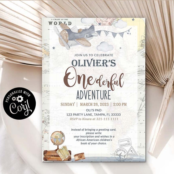 World Map Birthday Party Invitation - Etsy