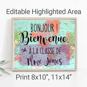French Teacher Classroom Door Sign, Bienvenue Classroom Sign Custom ...