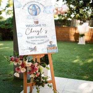 Editable Hot Air Balloon Baby Shower Bundle Baby Landing Soon Adventure ...