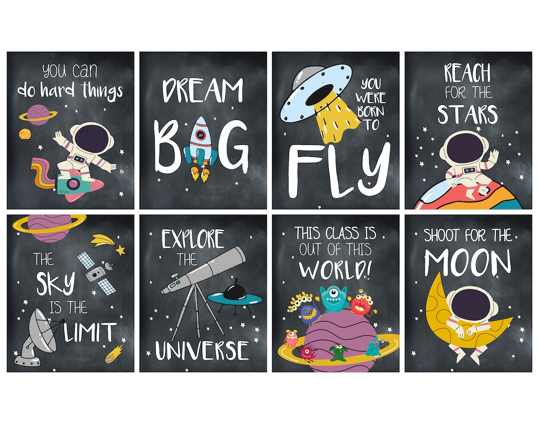 Space Themed Classroom Positive Affirmations Kids Room Printable Wall ...
