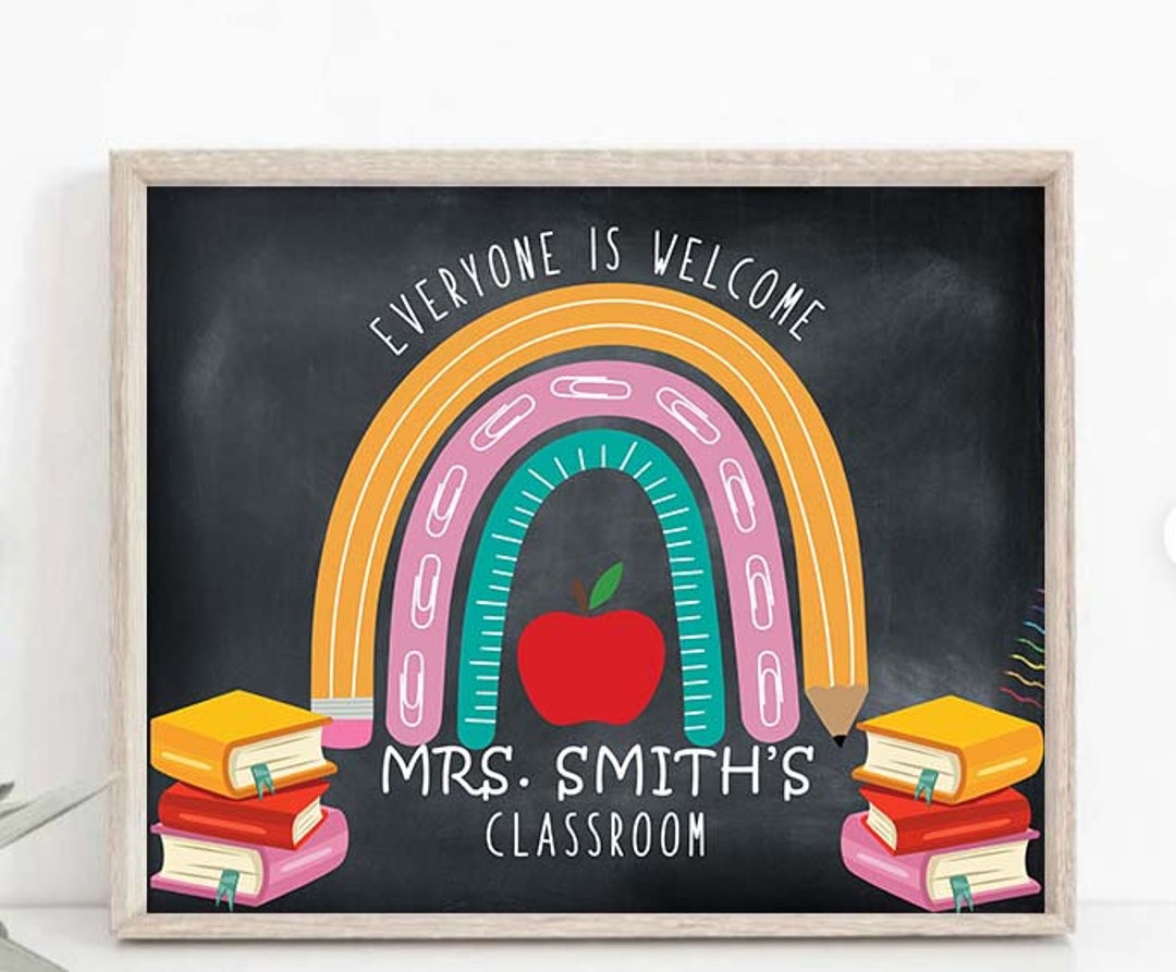 Teacher Classroom Door Sign Rainbow Classroom Decor Custom - Etsy