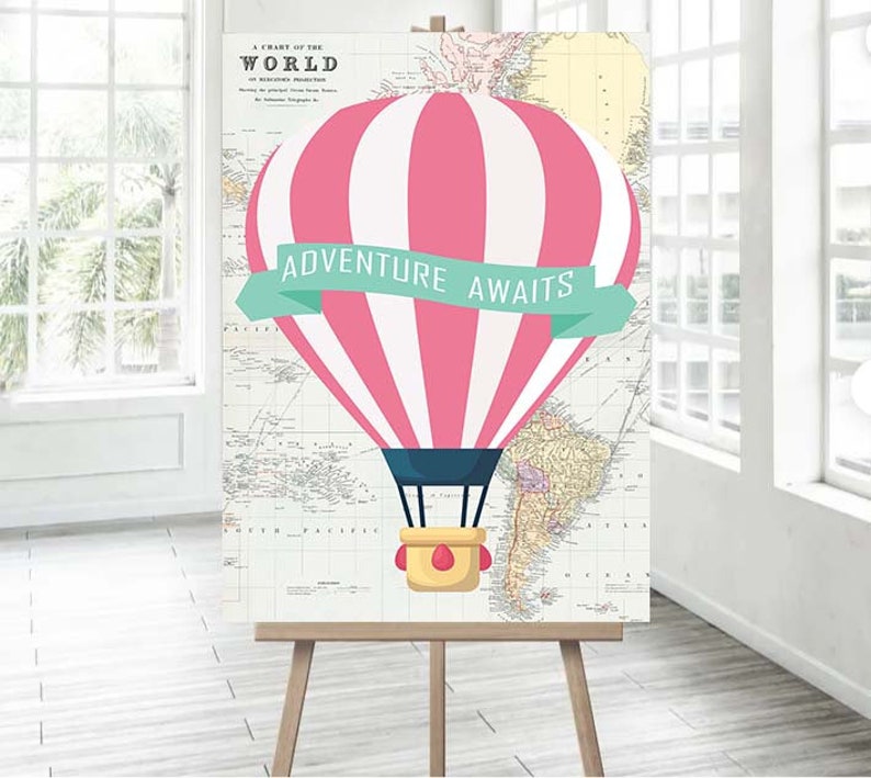 Adventure Travel Theme Welcome Printable Classroom Poster, Hot Air ...