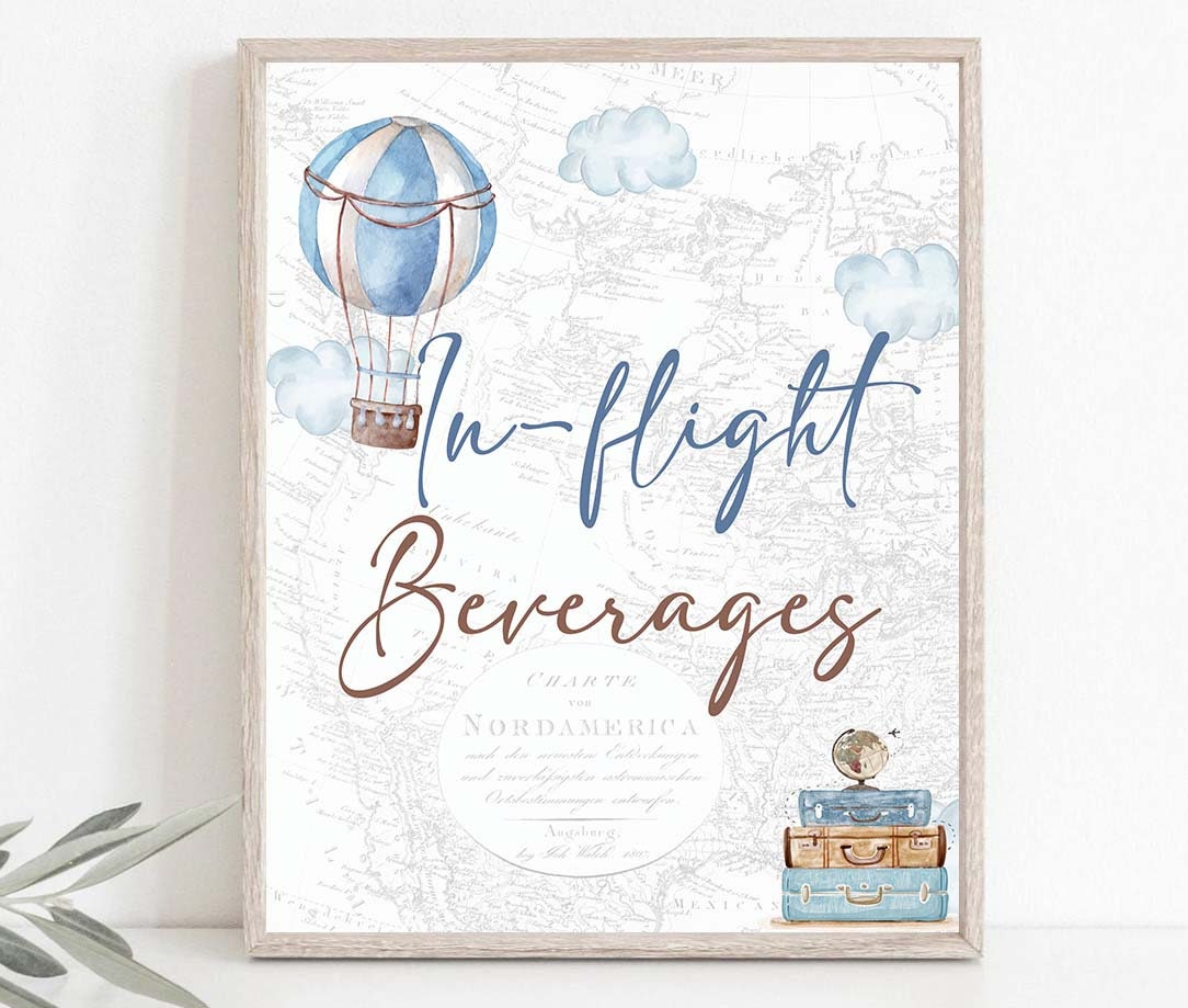 Hot Air Balloon Baby in Flight Beverages Sign Boy Baby Shower - Etsy