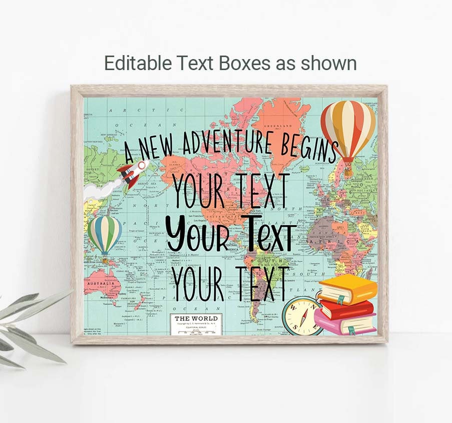 Welcome to Classroom Door Sign World Map Adventure Themed Classroom ...