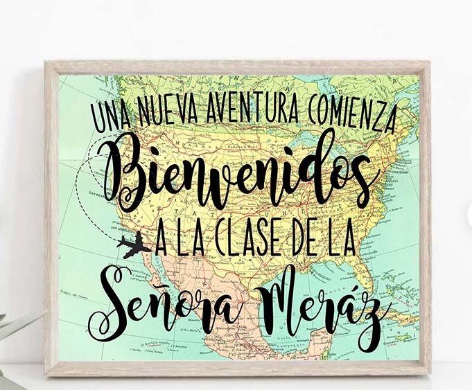 Spanish Teacher Classroom Door Sign Bienvenidos Classroom - Etsy