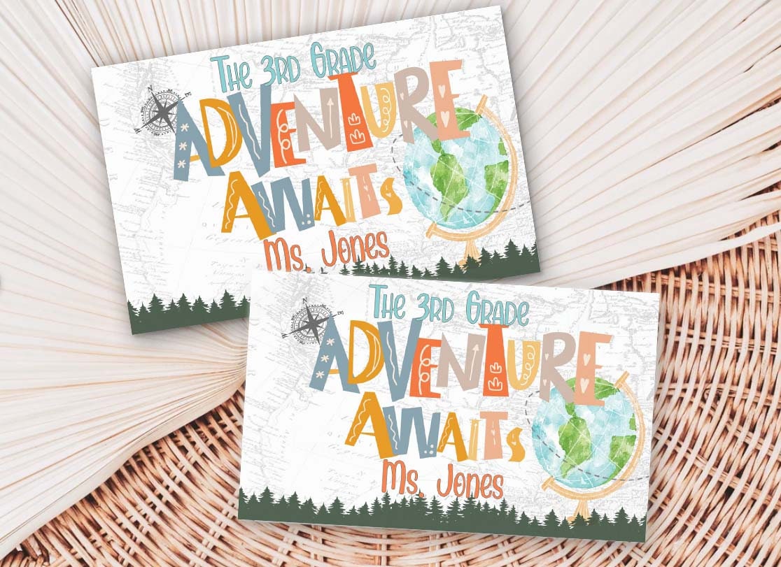 Editable Adventure Gift Tag Classroom Door Sign World Map Adventure ...