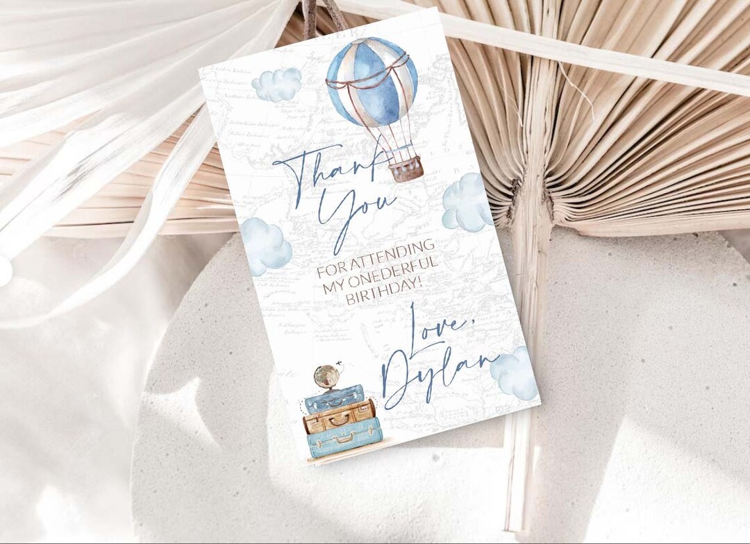 Editable Adventure Birthday Favor Tags Travel Theme Gift Tags Hot Air ...