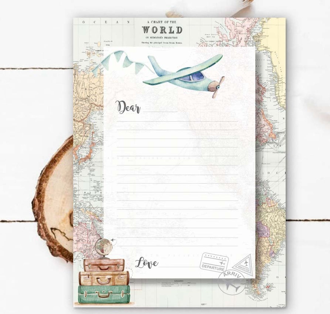 Printable Airplane and Travel Themed Note Cards to Write Message for ...