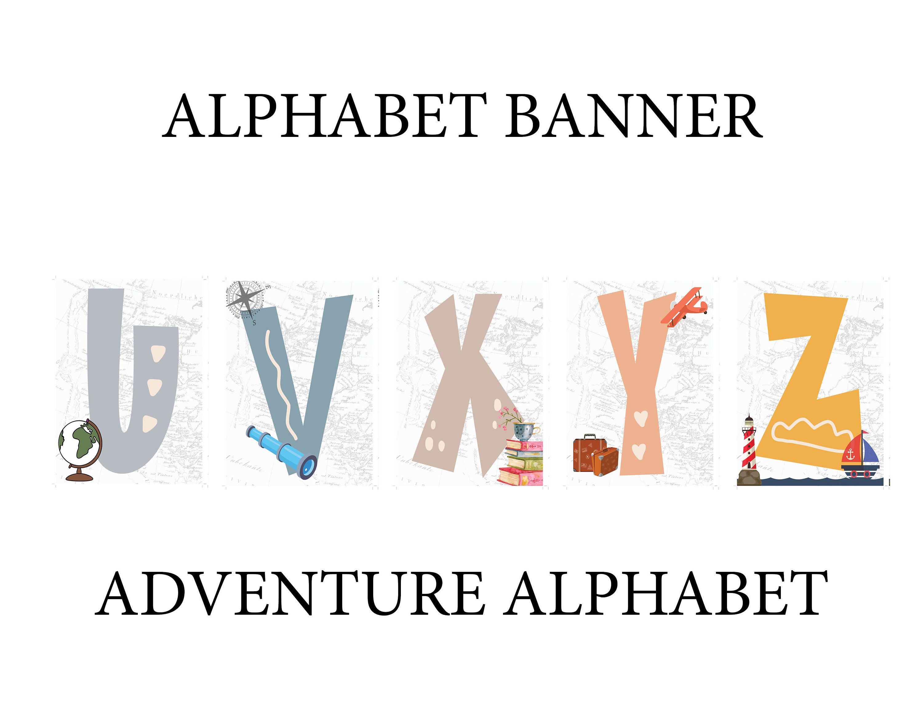 Adventure Alphabet Banner Printable Classroom Banners Map - Etsy Australia