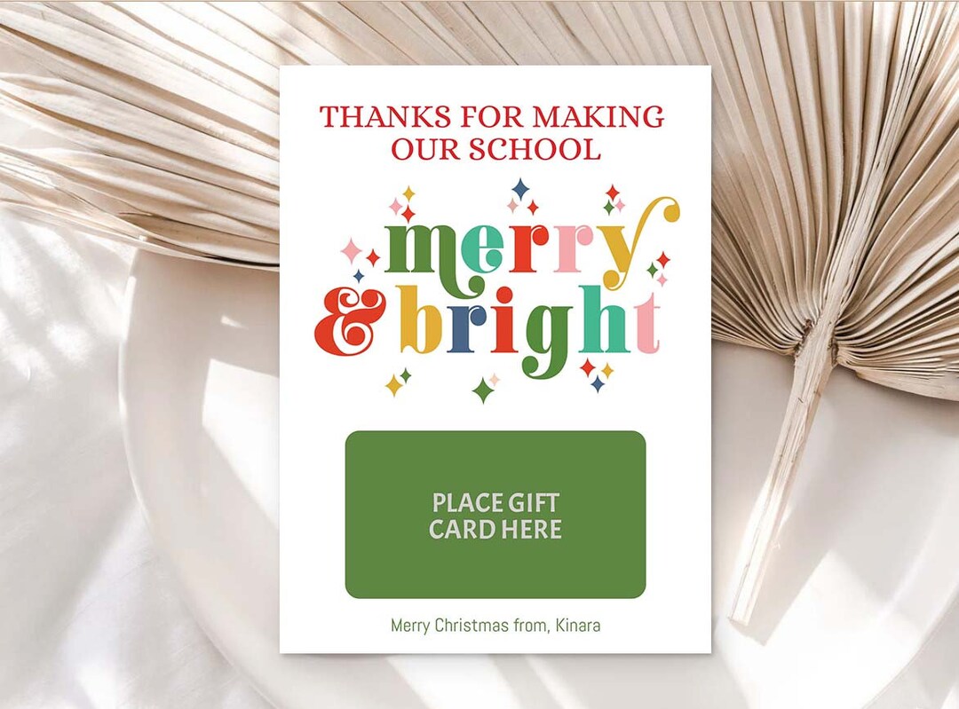 Printable May Your Holidays Be Merry & Bright Gift Card Holder Teacher ...