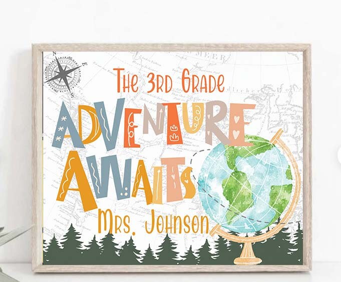 Welcome Classroom Door Sign, World Map Adventure Themed Classroom, Door ...