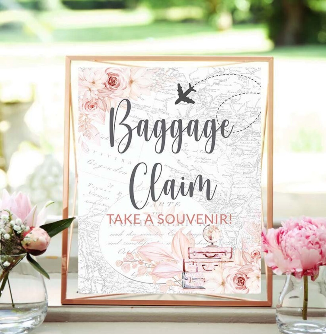 Baggage Claim Sign Adventure Awaits Bridal Shower Games Travel Theme ...