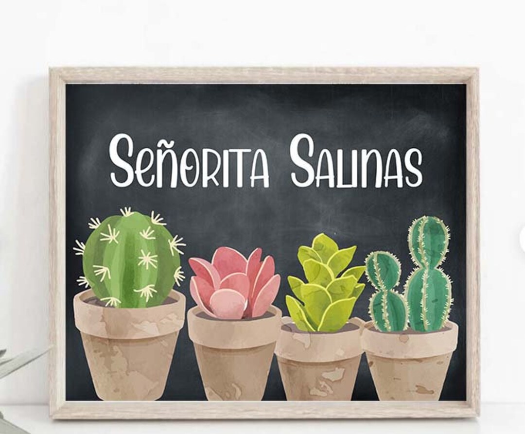 Printable Cactus Spanish Teacher Classroom Door Sign Classroom Decor ...