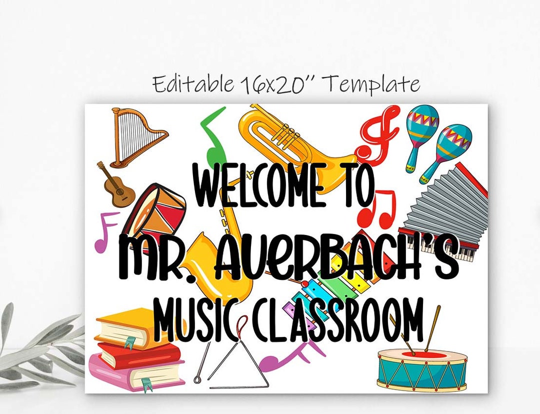Editable Music Teacher Classroom Door Sign Music Room Poster Custom ...