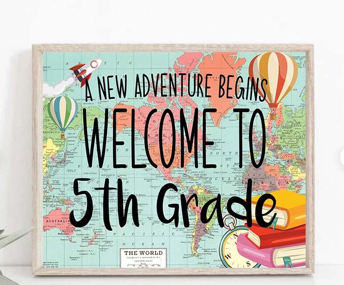 5th Grade Welcome to Classroom Door Sign World Map Adventure - Etsy