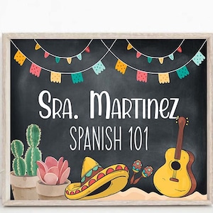PRINTABLE Editable Spanish Teacher Door Sign Custom Spanish Teacher ...
