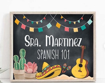 Editable Spanish Teacher Classroom Door Sign Bienvenidos - Etsy