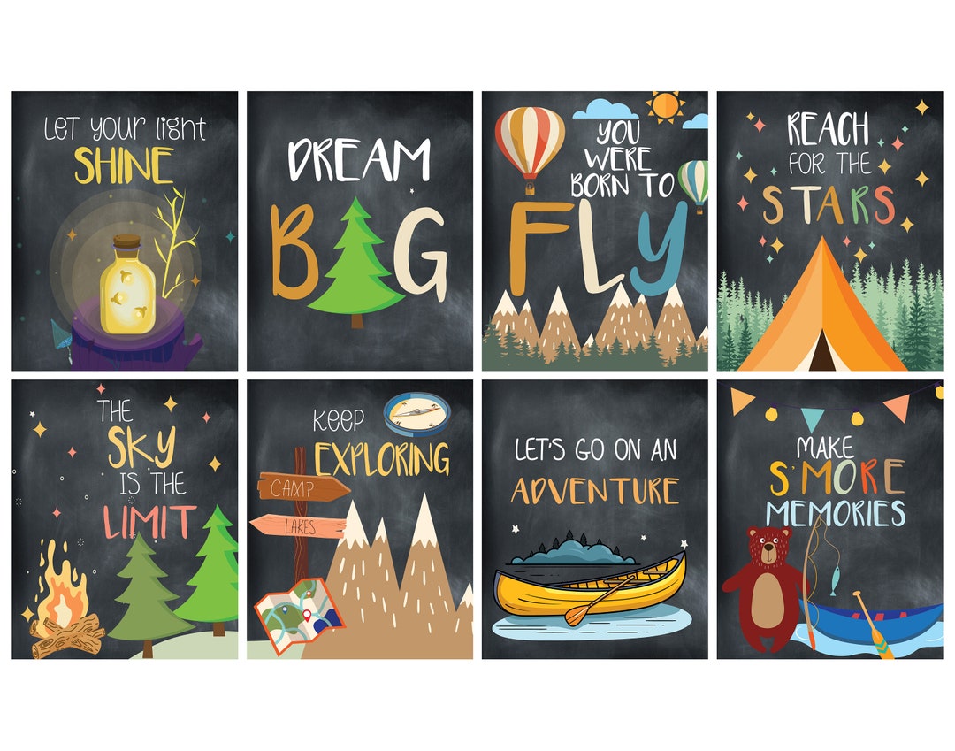 Classroom Motivational Posters Growth Mindset Posters Camping Theme ...