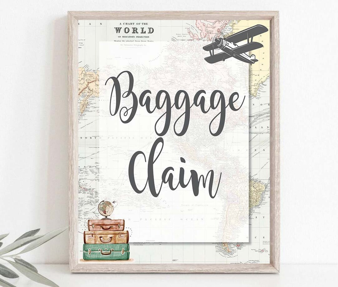 Baggage Claim Sign, Travel Theme Baby Shower, Adventure Baby Shower ...