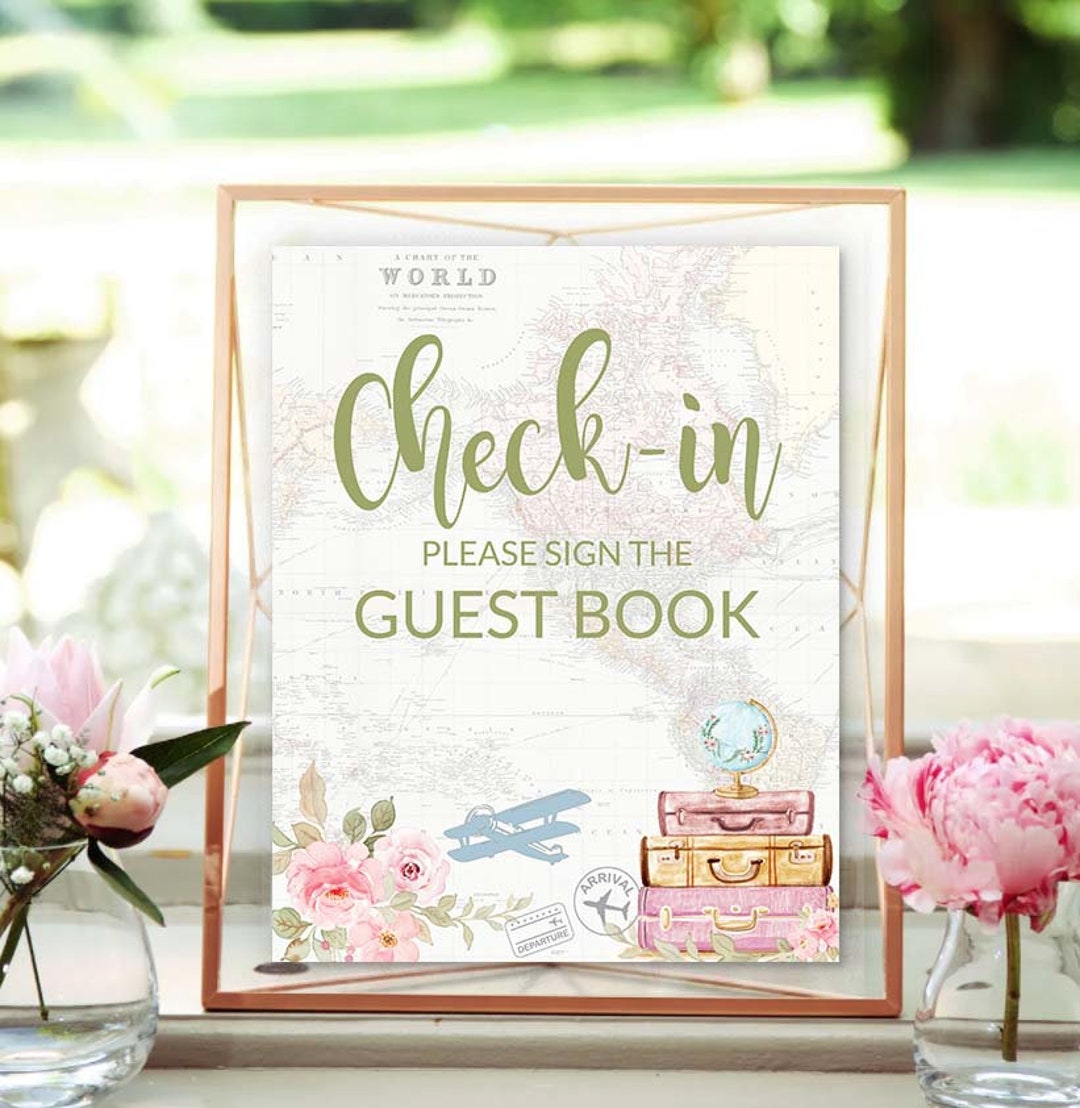 Travel Theme Baby Shower Table Signs Blush Pink Adventure Awaits Baby ...