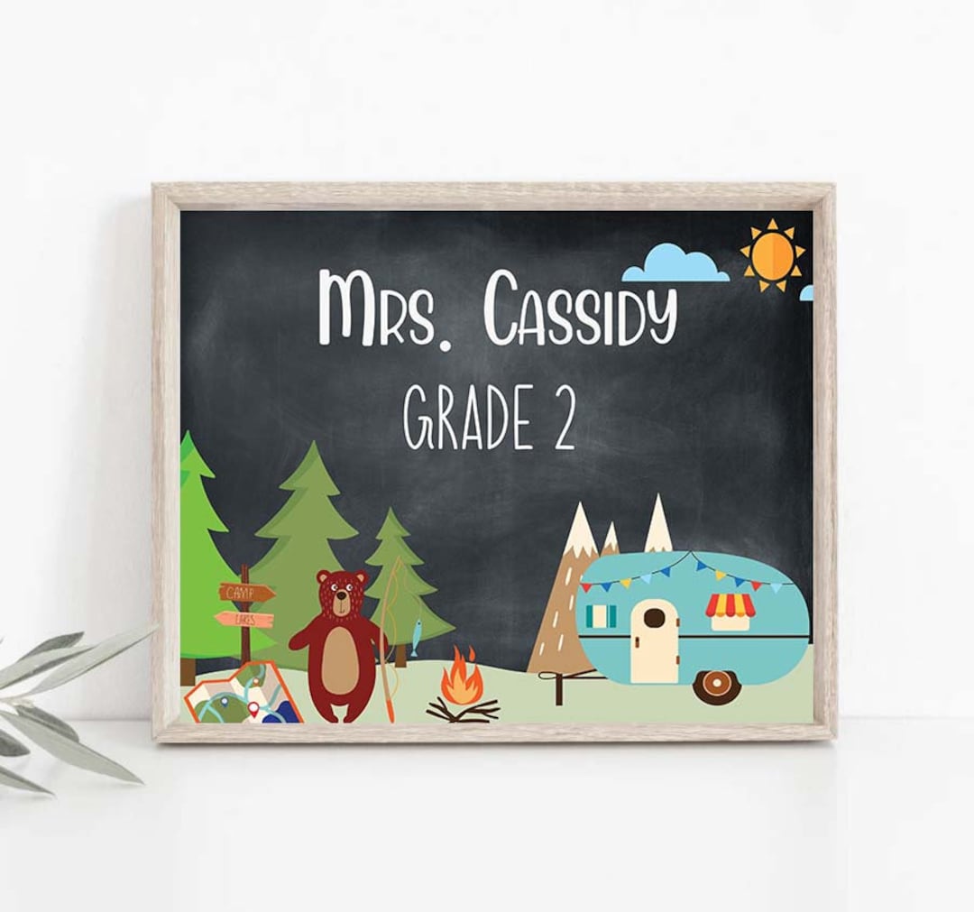 Editable Camp Theme Classroom Door Sign Camping Outdoor Adventure ...