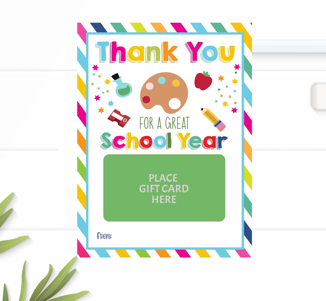 End of Year Teacher Gift Card Holder Printable Teacher Appreciation ...