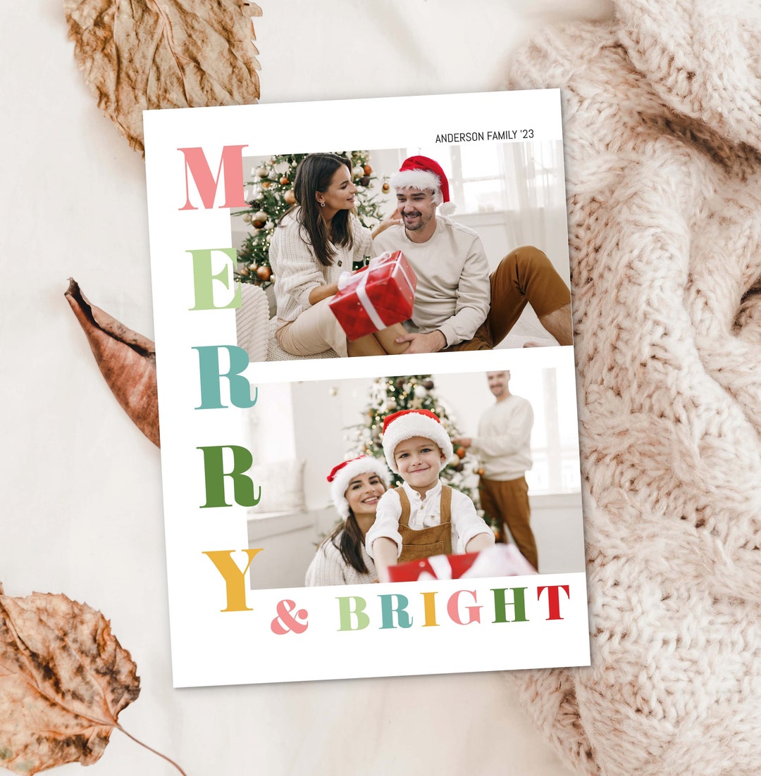 Editable Photo Christmas Greeting Card Family Holiday Picture Card ...