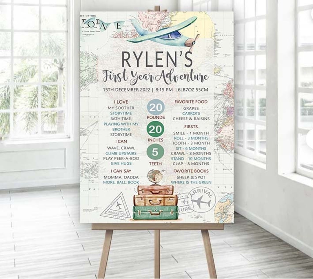 Milestone First Birthday Printable Sign First Year Poster - Etsy