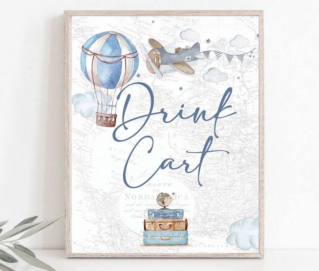 Hot Air Balloon Drink Cart Sign Boy Baby Shower Beverage - Etsy