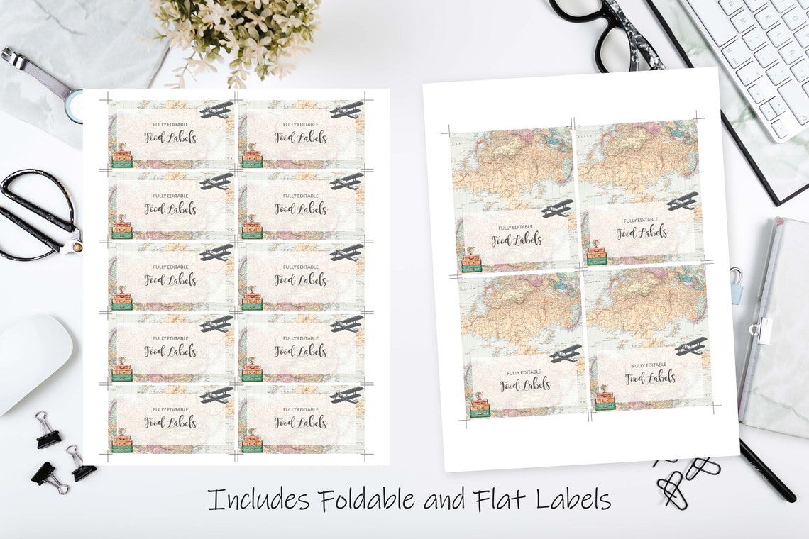 Editable Travel Theme Labels Adventure Awaits Food and Drink Tags Place ...