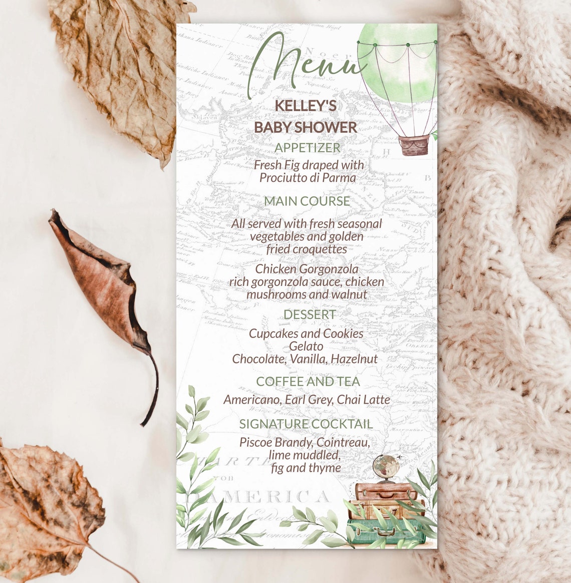 Menu Card Travel Themed Around the World Baby Shower Adventure Awaits ...