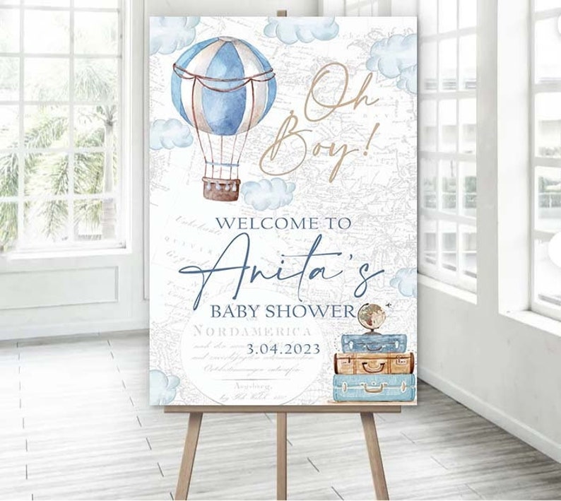 Hot Air Balloon Baby Shower Welcome Sign Hot Air Balloon - Etsy