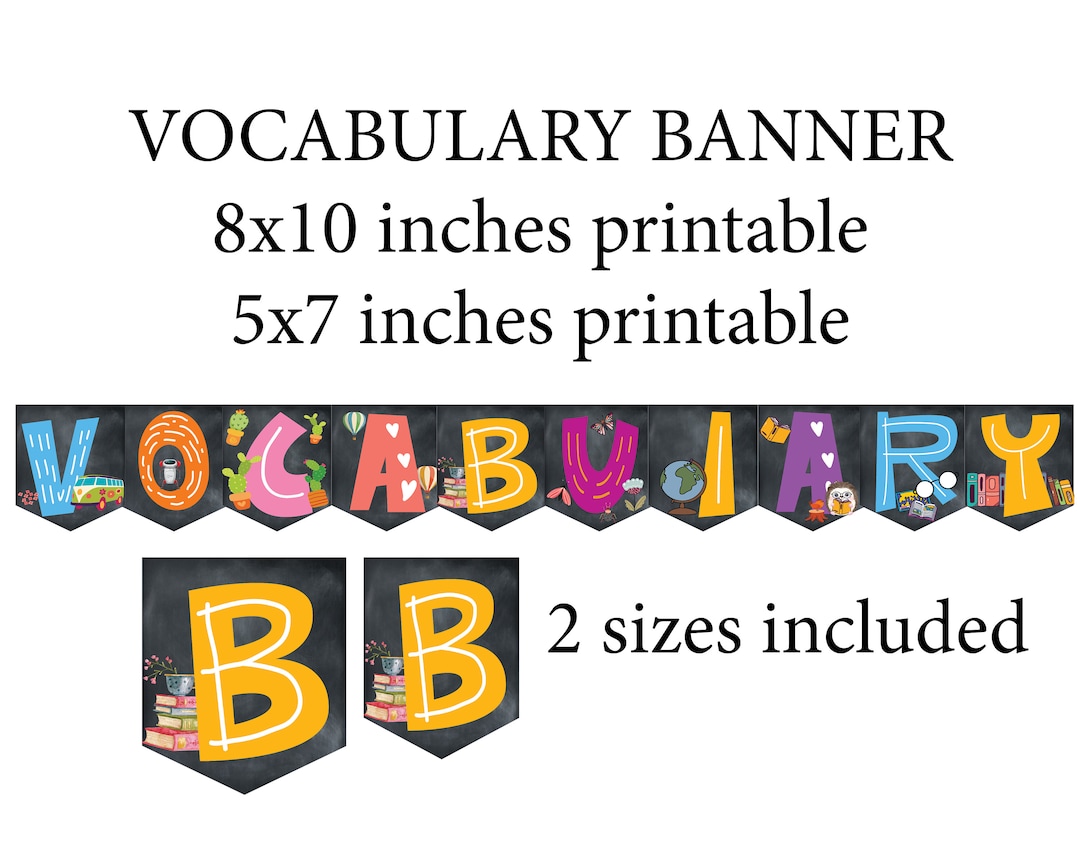Vocabulary Banner Printable Classroom Banner Elementary Class Decor ...