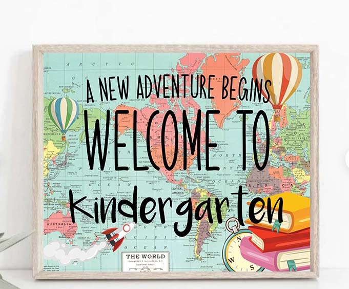Kindergarten Welcome to Classroom Door Sign World Map Adventure Themed ...
