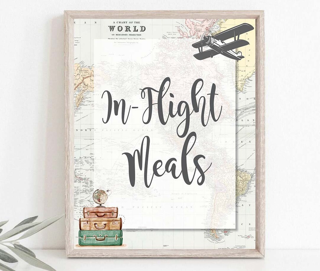 In Flight Meals Sign, Travel Theme Baby Shower, Adventure Baby Shower ...