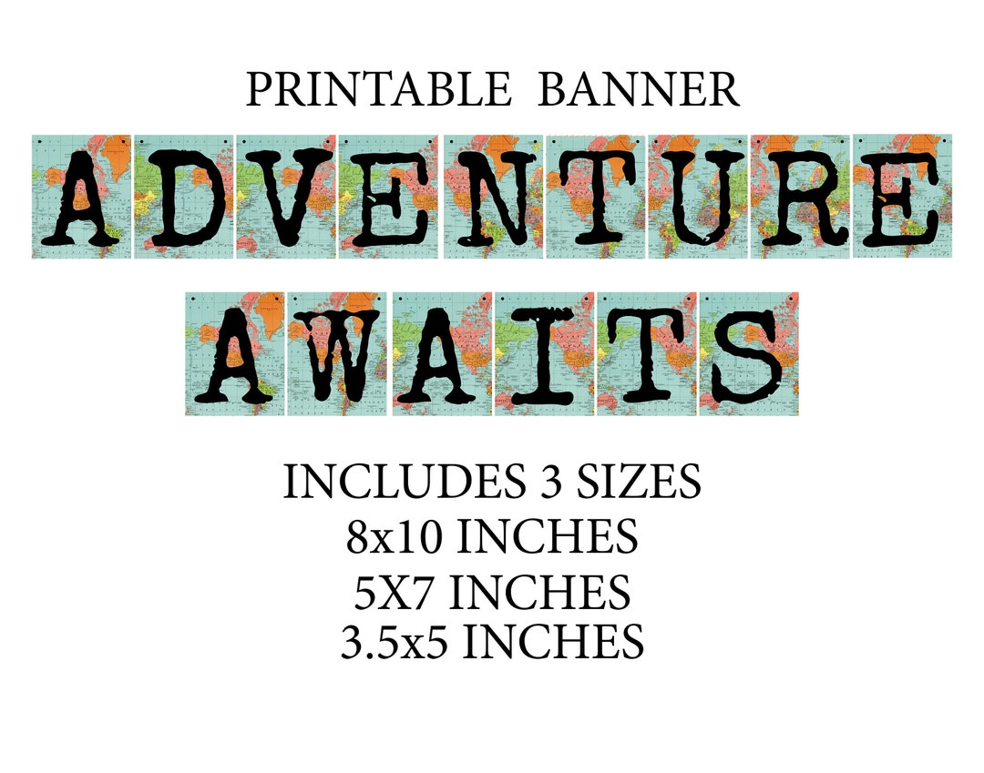 Adventure Awaits Banner Printable Classroom Banners, Geography Tapestry ...