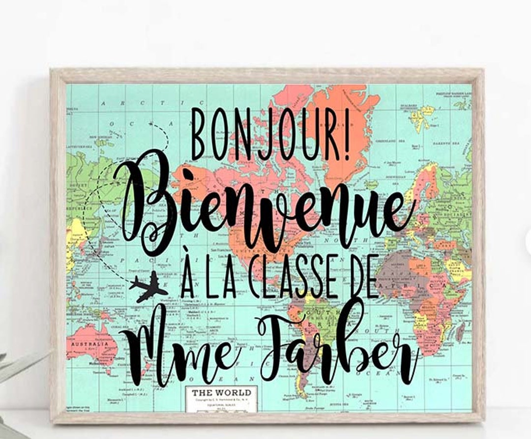 French Teacher Classroom Door Sign Bienvenue Classroom Sign - Etsy Canada