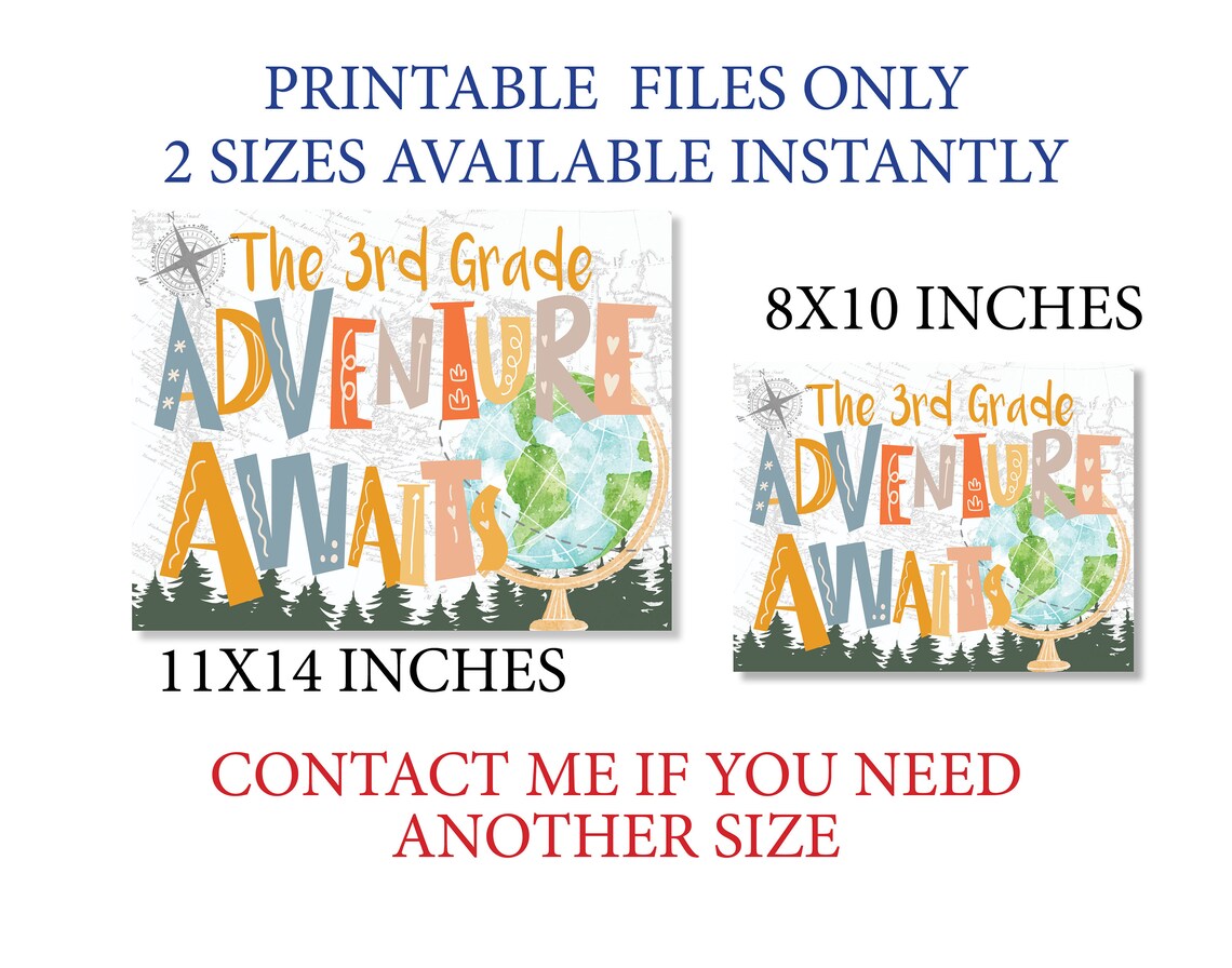 3rd Grade Welcome to Classroom Door Sign World Map Adventure Themed ...