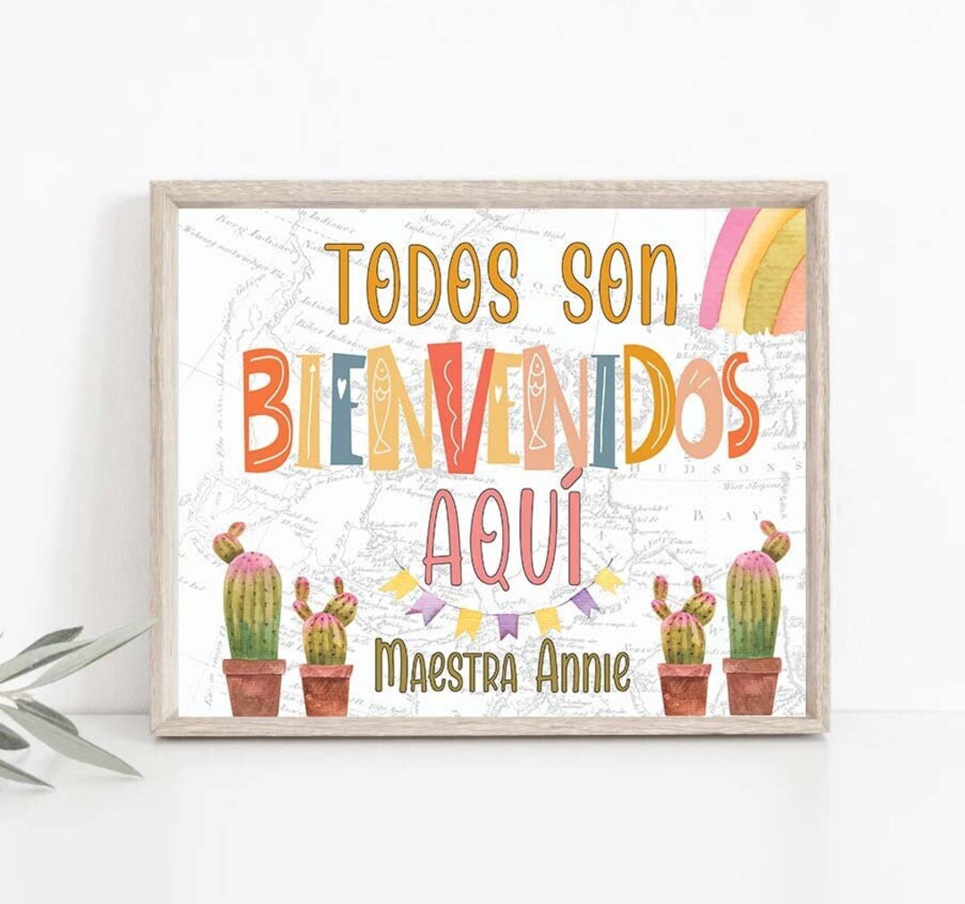 Spanish Teacher Classroom Door Sign, Bienvenidos Classroom Decor Custom ...