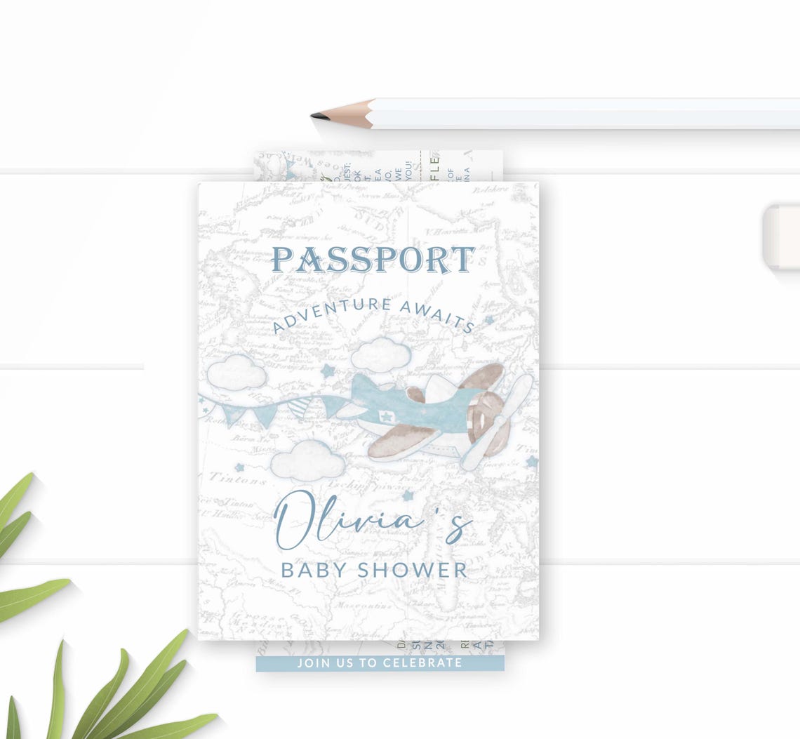 Editable Boarding Pass Invitation Airplane Baby Shower Vintage ...