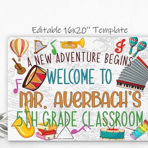 Editable Music Teacher Classroom Door Sign Music Room Poster Custom ...