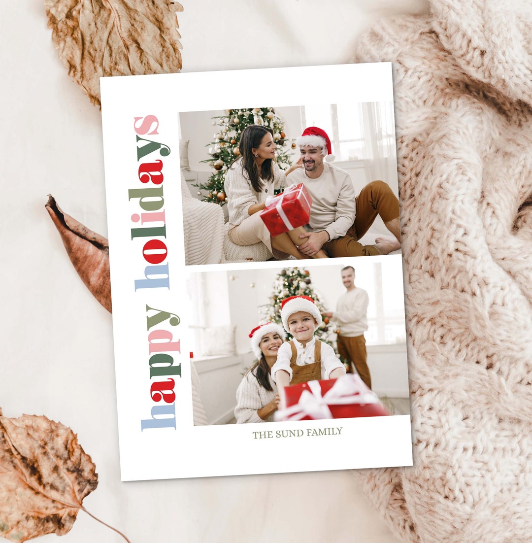 Editable Holiday Greeting Card Family Holiday Picture Card - Etsy