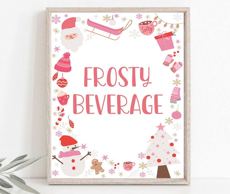 Christmas Birthday Party Beverage Sign Printable Christmas Party ...