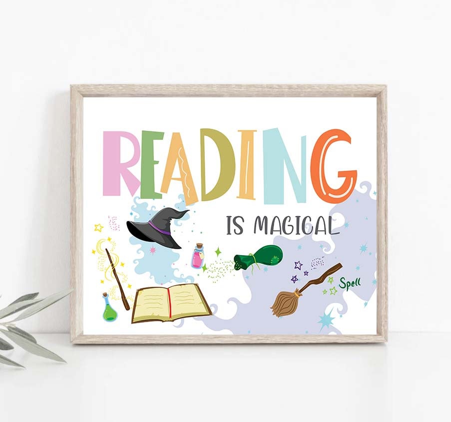 Reading is Magical Printable Poster Classroom Reading Nook - Etsy