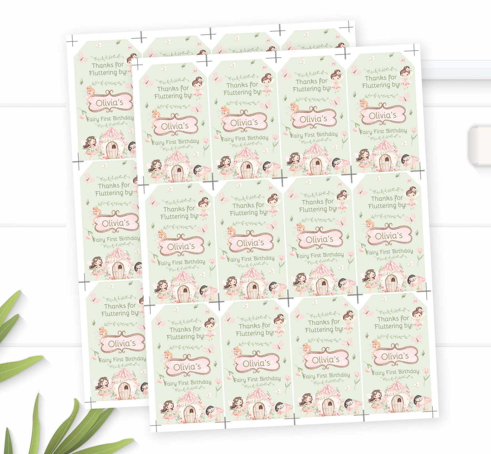Editable Fairy First Birthday Party Tags Magical Woodland Party ...