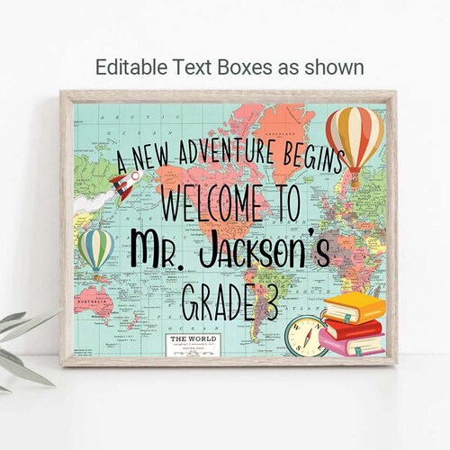 Welcome to Classroom Door Sign World Map Adventure Themed - Etsy Canada